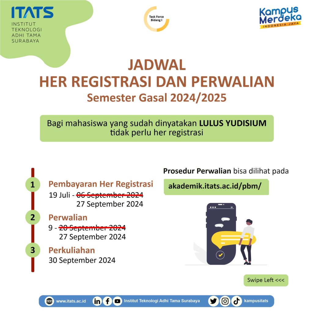 Perpanjangan Perwalian dan Her-Registrasi Semester Gasal 2024-2025 – Akademik ITATS