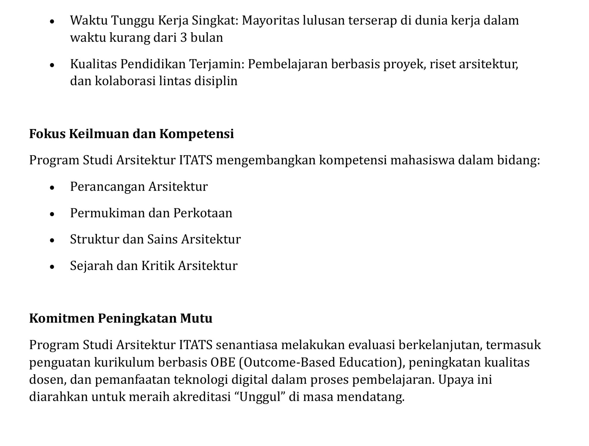 Akreditasi – Program Studi Arsitektur ITATS