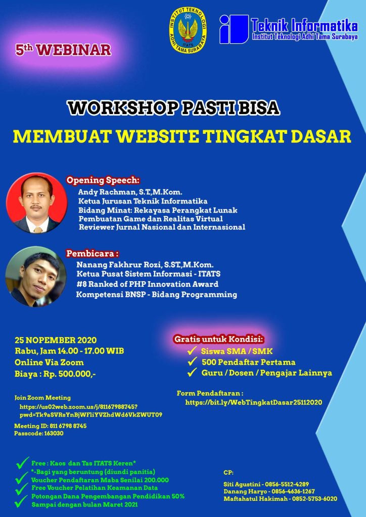 WORKSHOP PEMBUATAN WEBSITE TINGKAT DASAR – Program Studi Teknik Informatika ITATS