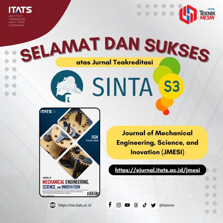 Jurnal Teknik Mesin ITATS JMESI Mendapatkan Akreditasi Peringkat SINTA ...