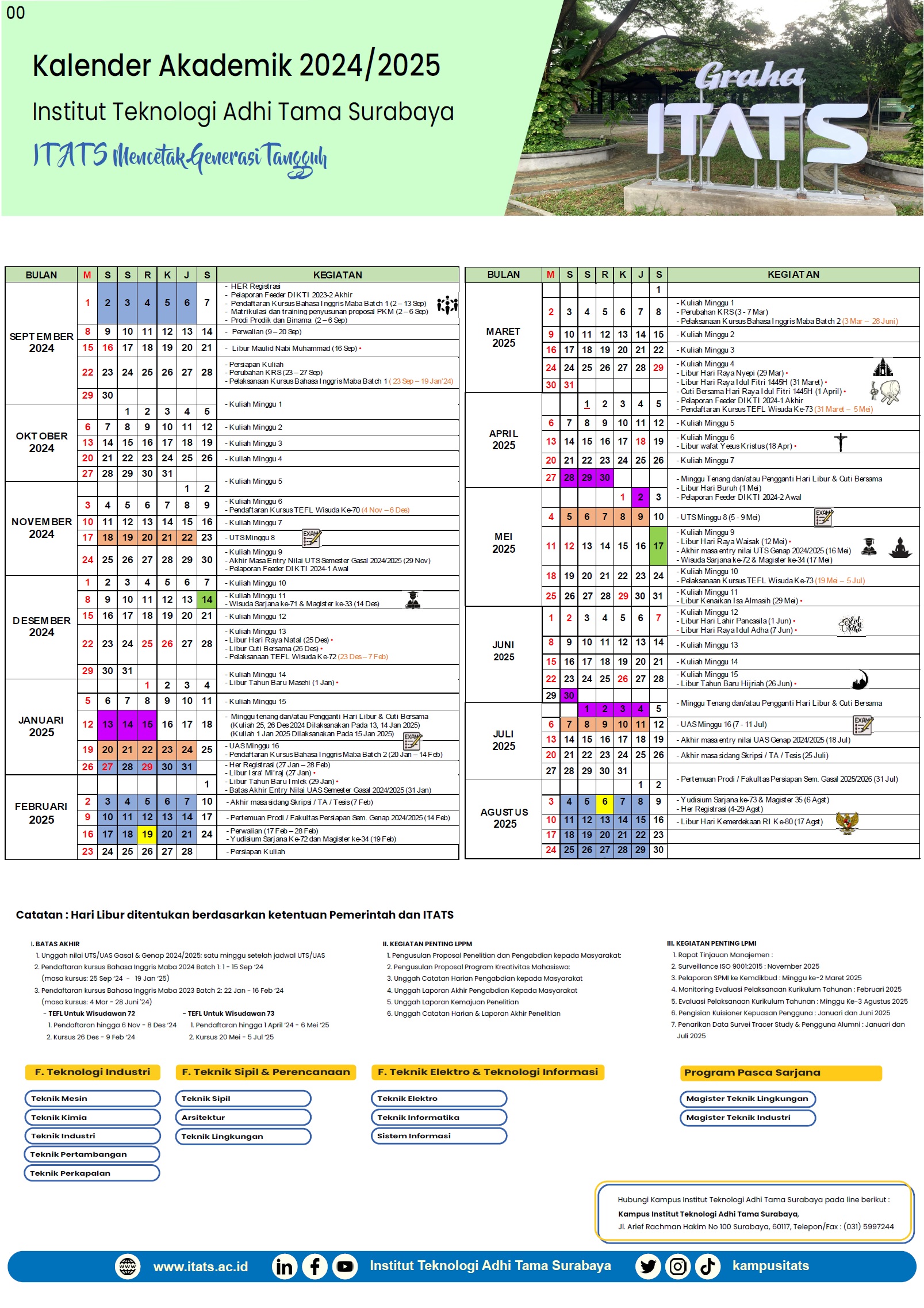 Kalender Akademik – Program Studi Teknik Mesin ITATS